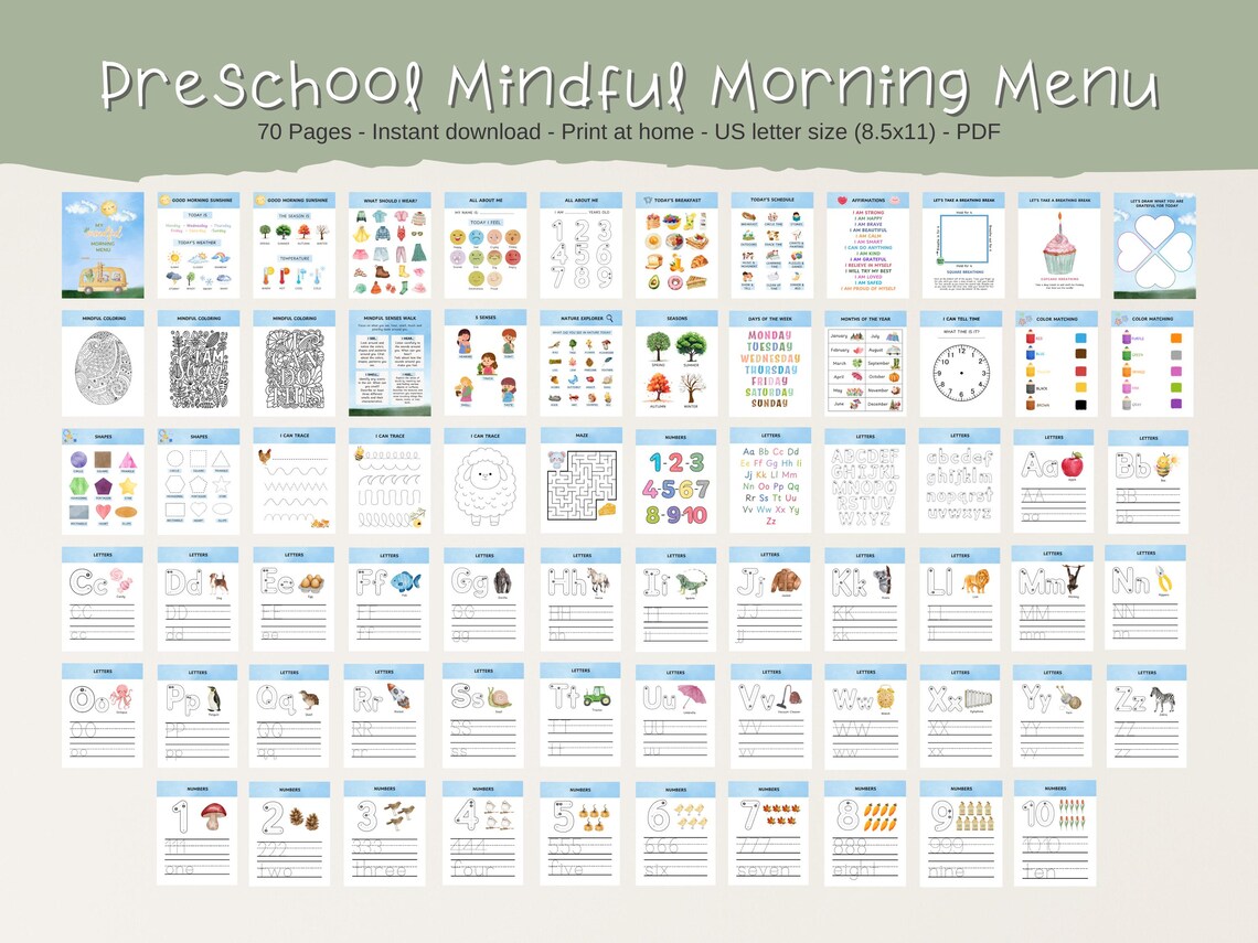 Preschool Morning Menu Printable Homeschool Preschool Worksheets ...