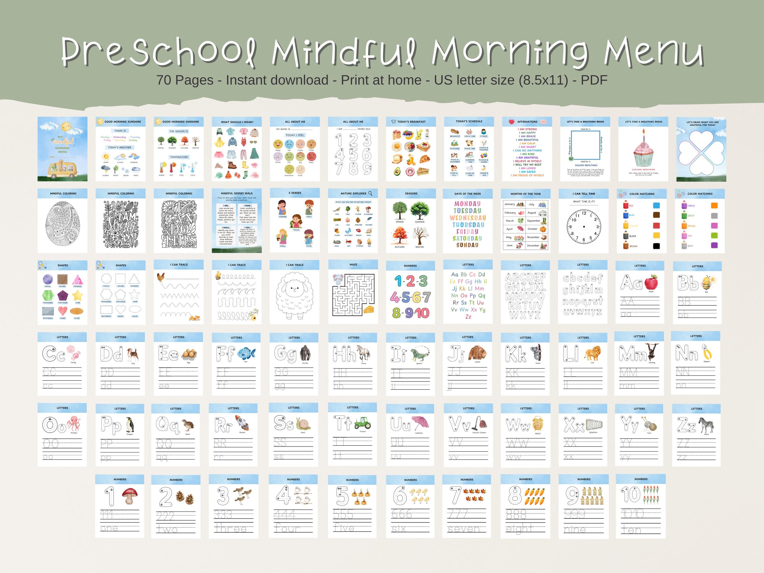 Preschool Morning Menu Printable Homeschool Preschool Worksheets ...
