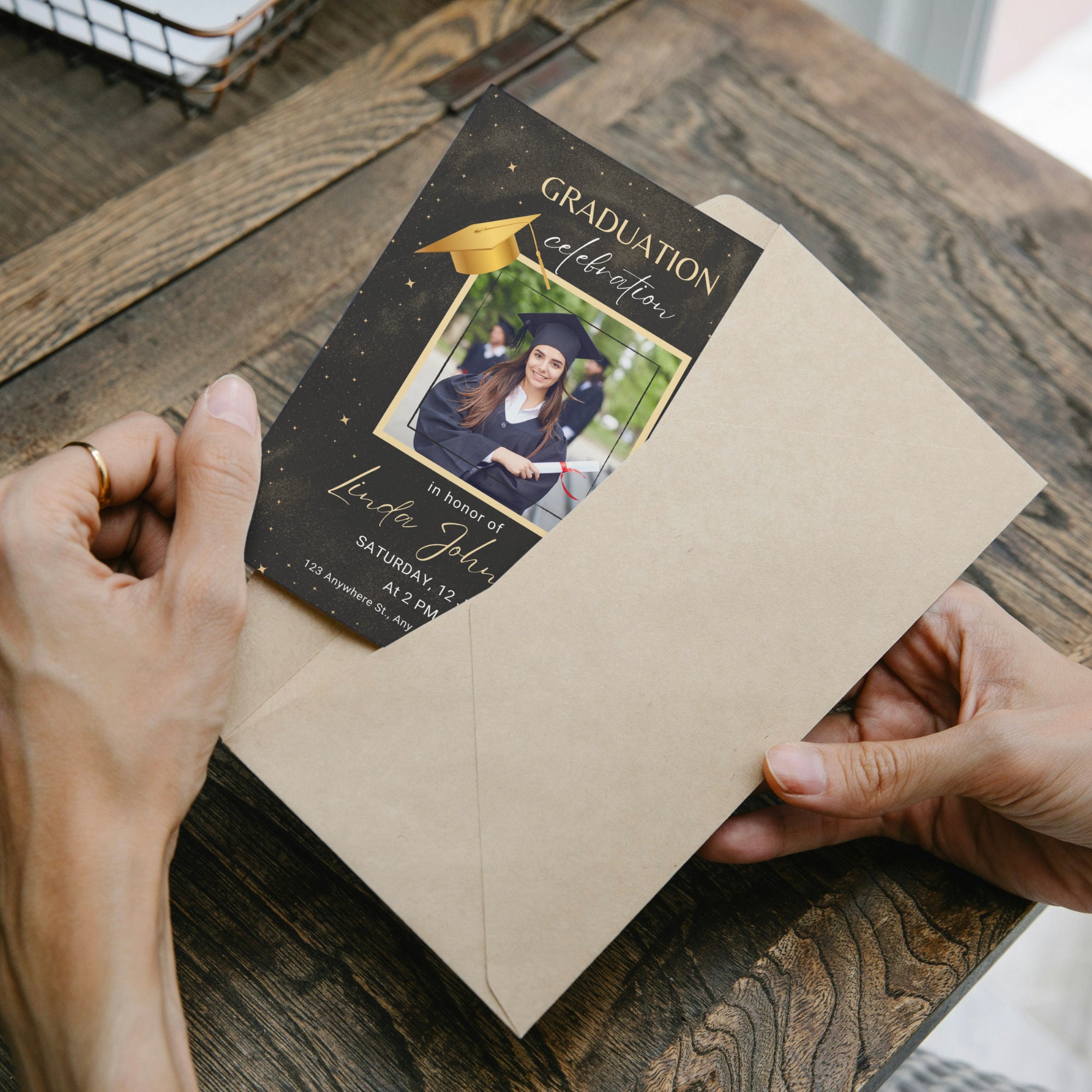 Editable Photo Graduation Invitation Template Canva Template for ...