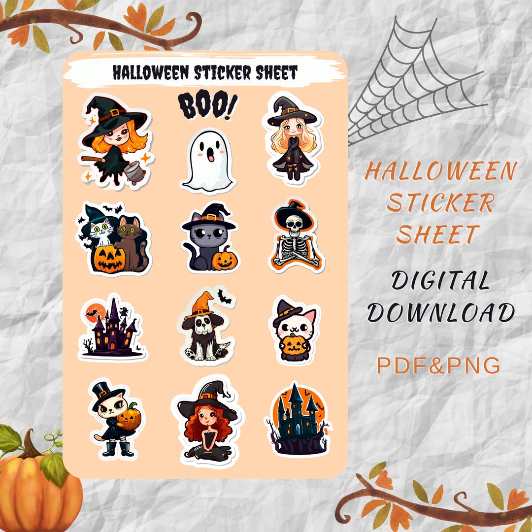 Printable Halloween Sticker Sheet Halloween Stickers Planner - Etsy