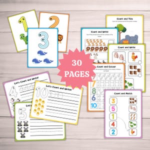 Preschool Numbers Worksheet Number Tracing 1-10 Animals Activity Book ...