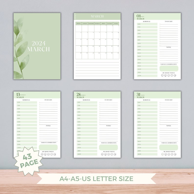 Printable March 2024 Monthly and Daily Planner Pages March 2024 ...