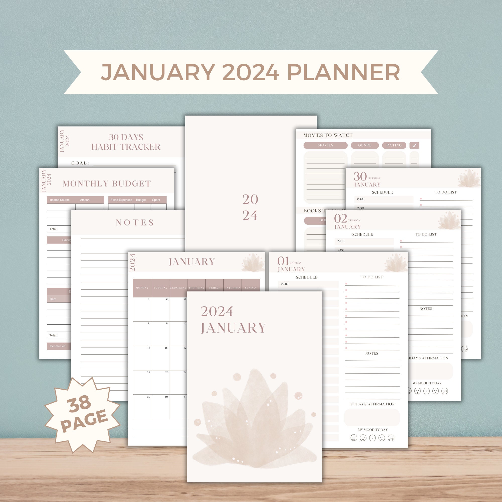 January 2024 Monthly and Daily Planner Printable 2024 Calendar January ...