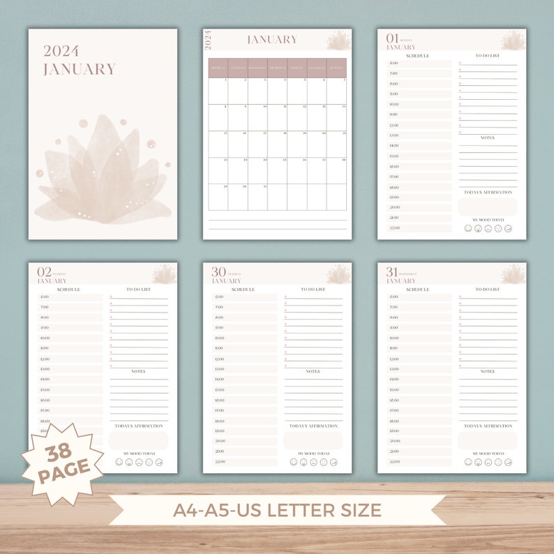 January 2024 Monthly and Daily Planner Printable 2024 Calendar January ...