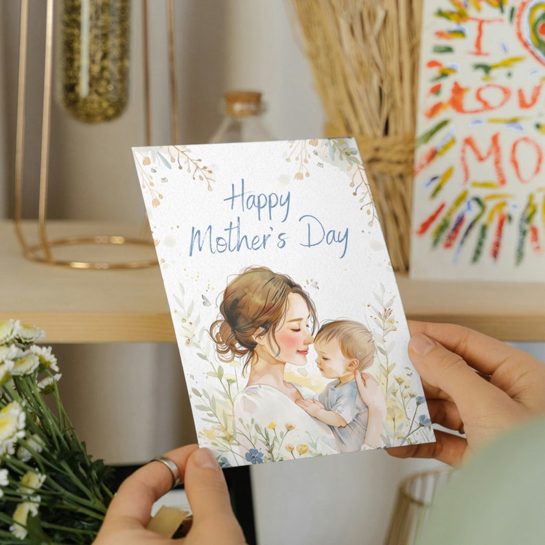 Printable Happy Mothers Day Card Mother's Day Digital Card Floral ...