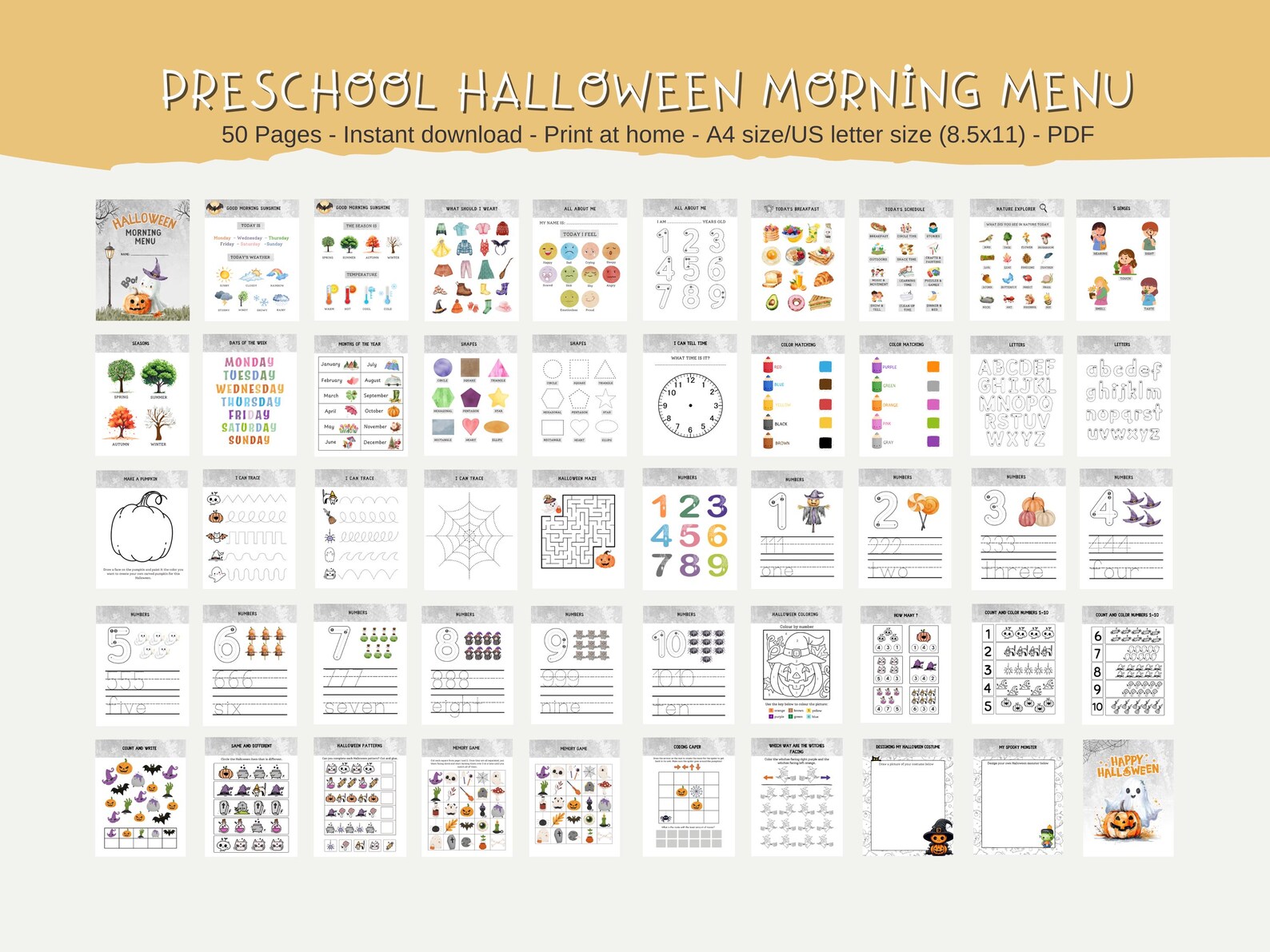 Preschool Morning Menu Printable Halloween Preschool Worksheets ...