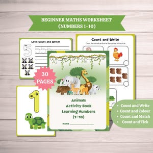 Preschool Numbers Worksheet Number Tracing 1-10 Animals Activity Book ...