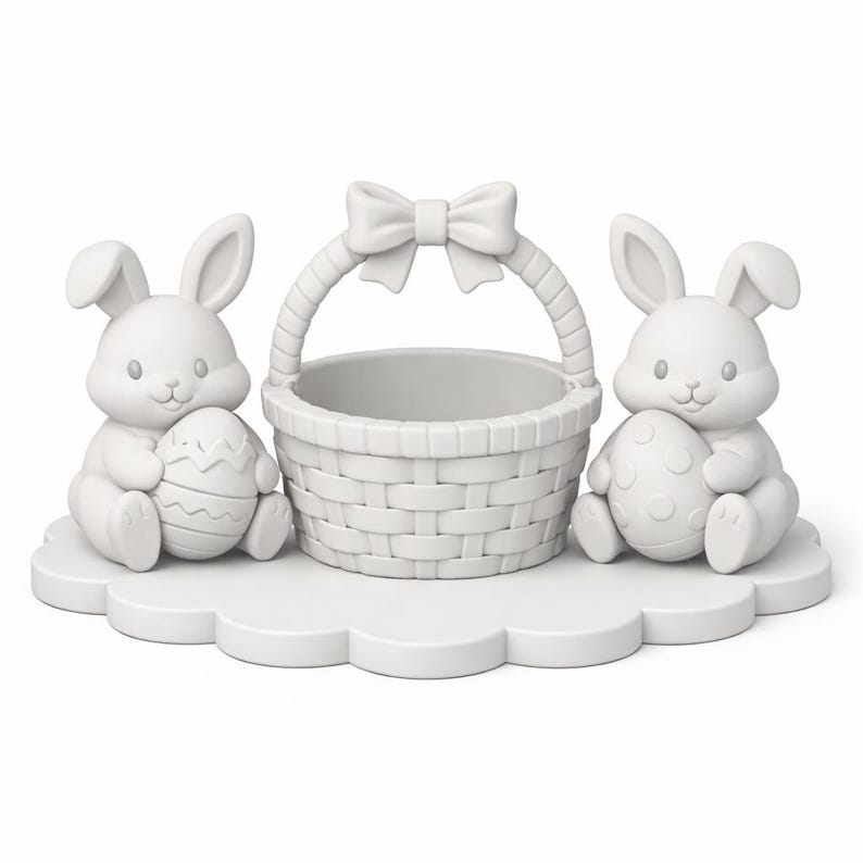 3D Print Easter Bunny & Basket STL File | Home Decor - Etsy