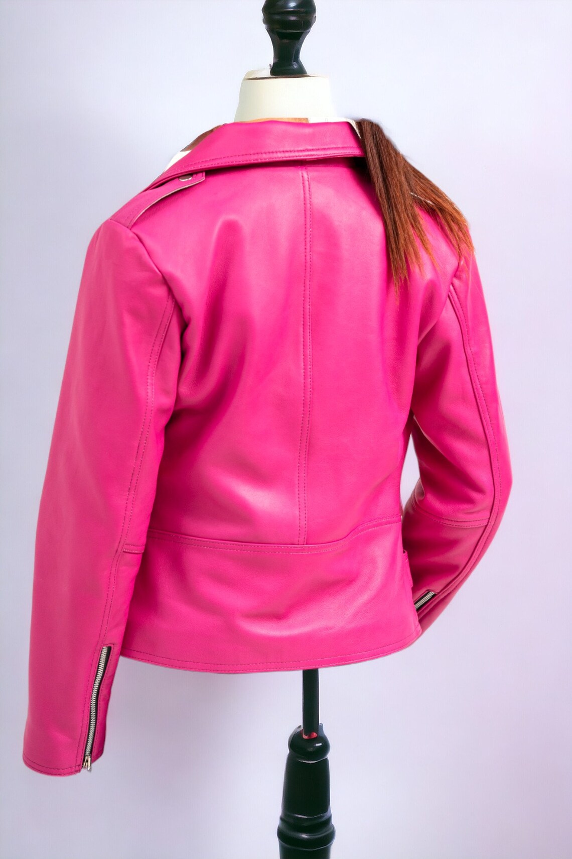 Women Slim Fit Pink Leather Jacket | Women's Biker Motorcycle Jacket ...