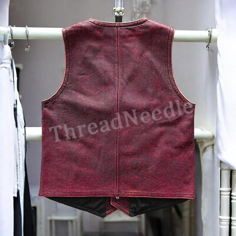 Men's Handmade Vintage Style Burgundy Red Leather Vest | Men Motorcycle ...