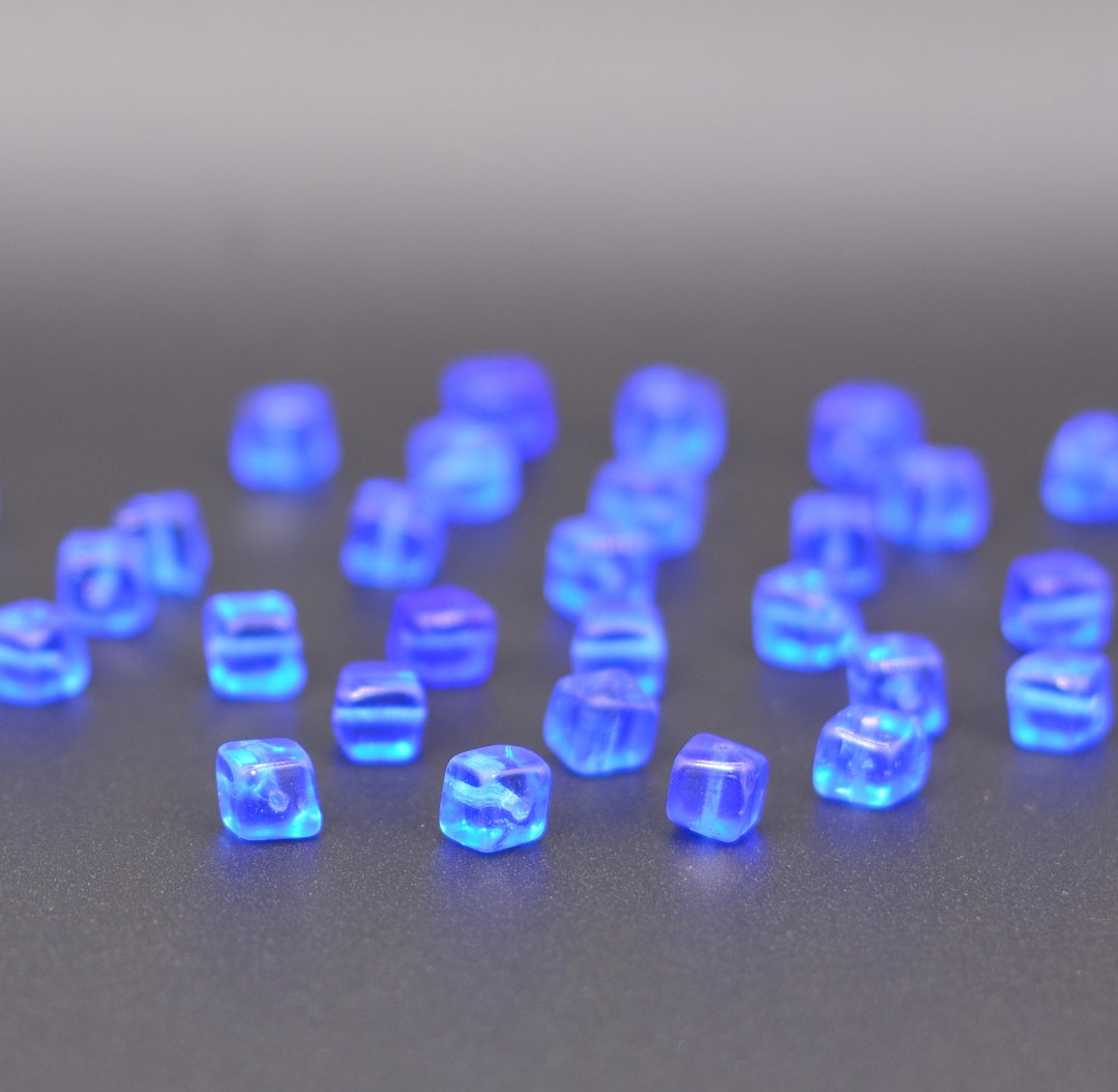 Vintage Cube Shape, Pressed Glass Beads Made in Czechoslovakia During ...