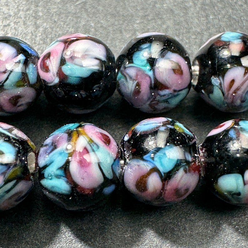 Floral Round Lampwork Beads Made in Czech Republic 6mm - Etsy