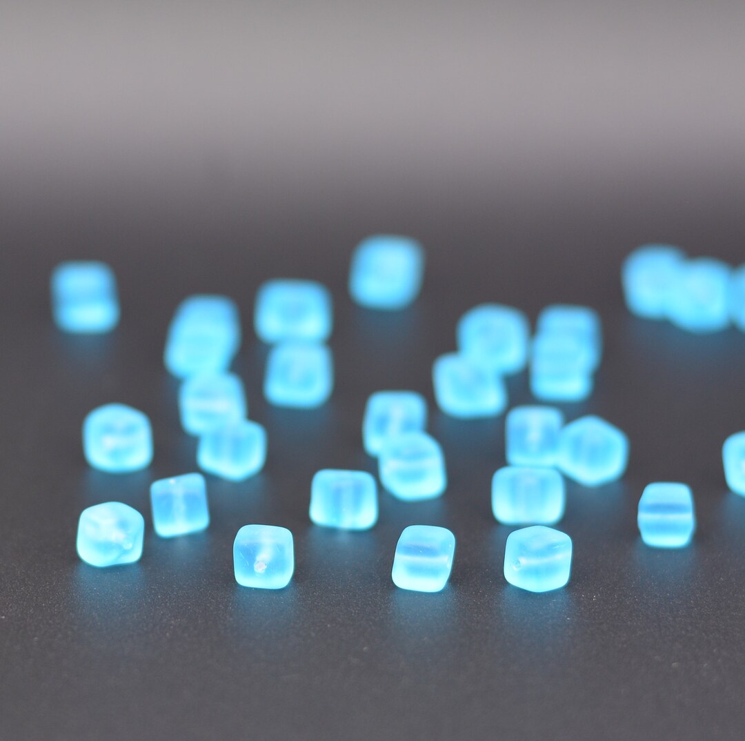 Vintage Cube Shape, Pressed Glass Beads - Made in Czechoslovakia During ...