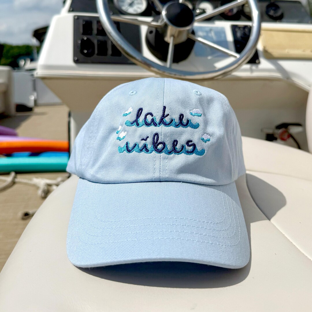 Lake Vibes Dad Hat: Embroidered Wave & Bird Design - Etsy