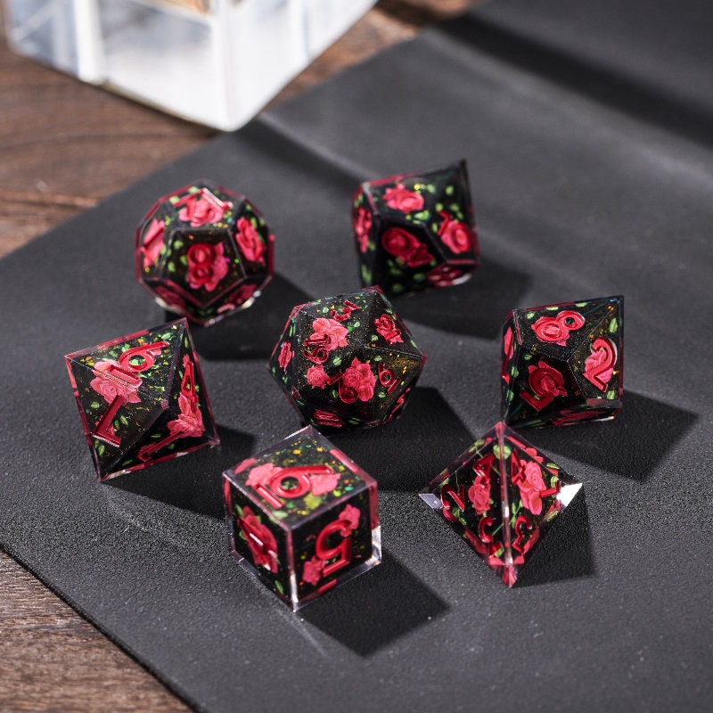Memolife23 7-piece Dice Set for Dnd, Rpgs & Board Games Rose With Box ...