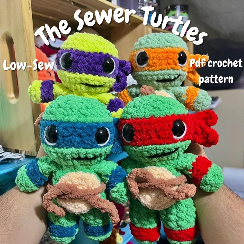 The Sewer Turtles|low Sew|90s Cartoon Inspired|turtle Crochet Amigurumi ...