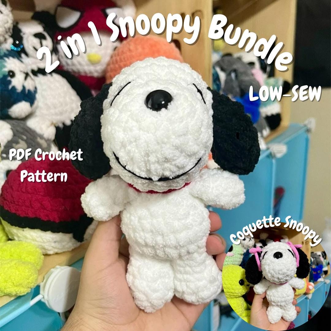 Snoopy Crochet Pattern: Low Sew, Beginner Friendly (PDF Pattern) - Etsy