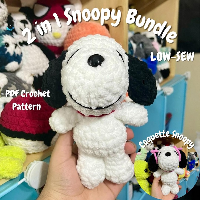 Snoopy Crochet Pattern: Low Sew, Beginner Friendly (PDF Pattern) - Etsy