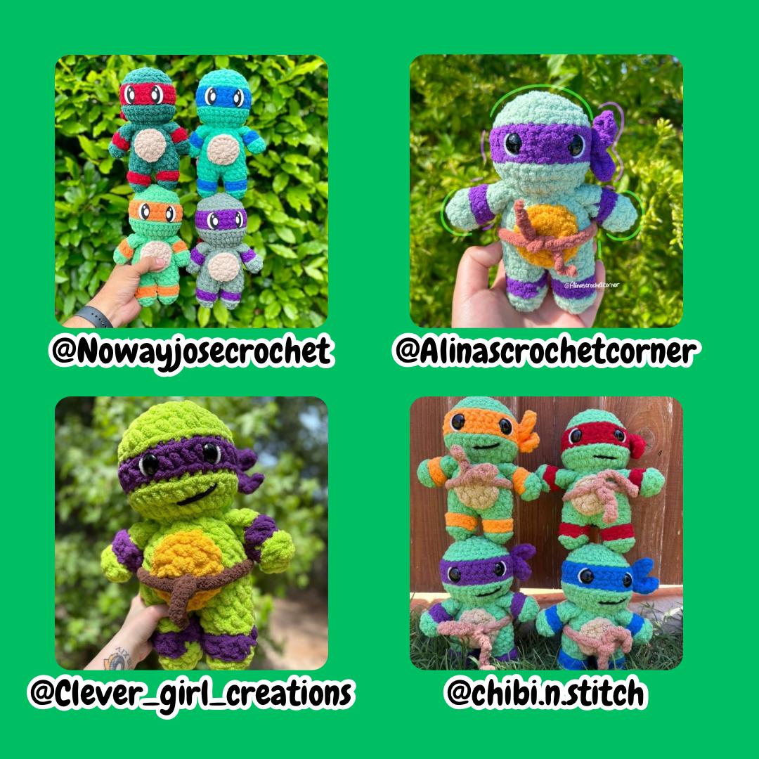 The Sewer Turtles|low Sew|90s Cartoon Inspired|turtle Crochet Amigurumi ...