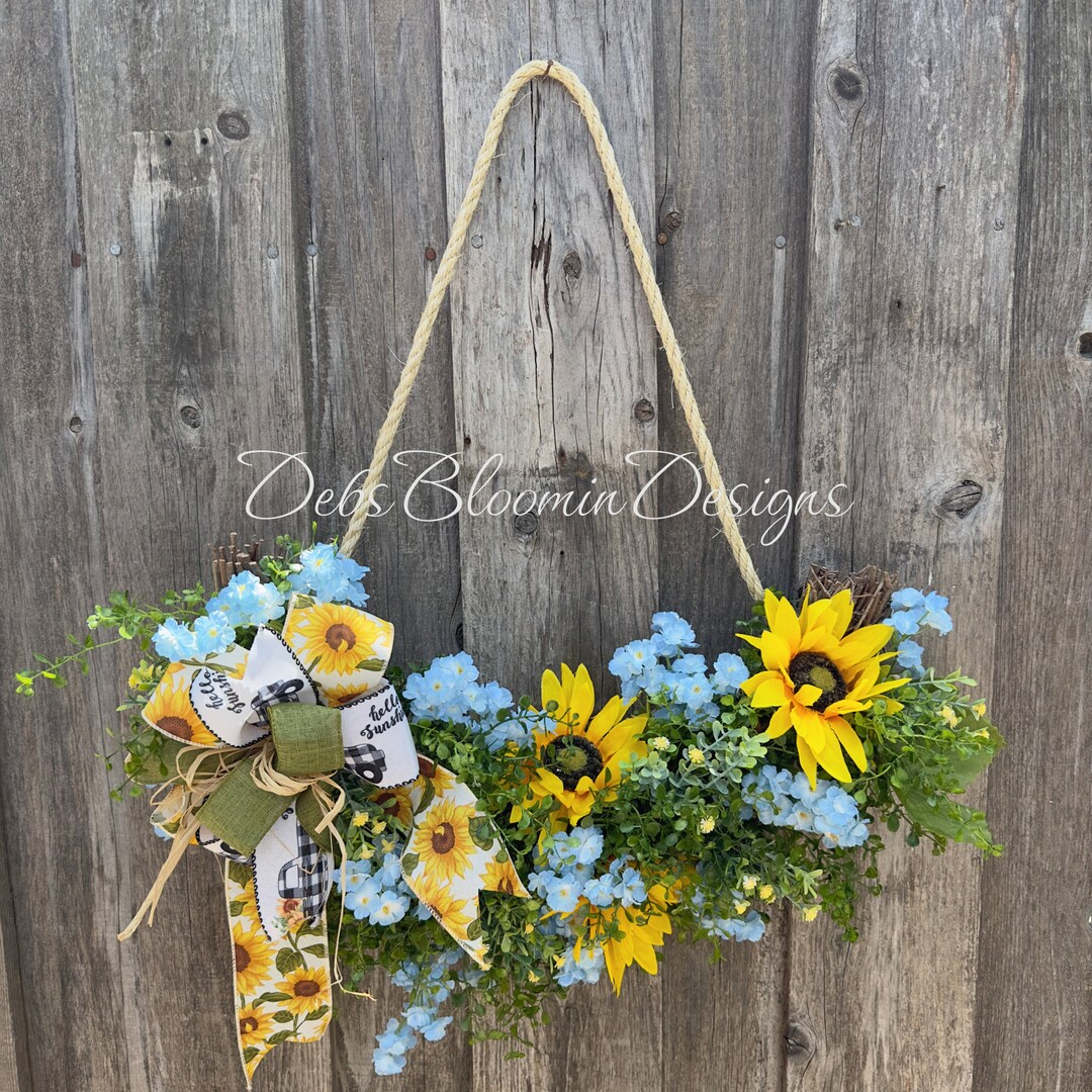 Sunflower Crescent Swag, Grapevine Swag for Indoor/outdoor Use, Summer ...