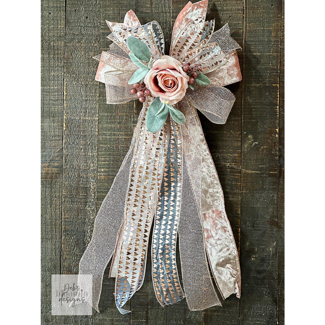Pink Bow Shabby Chic: Velvet and Glitter Mesh Rose Embellished Home ...