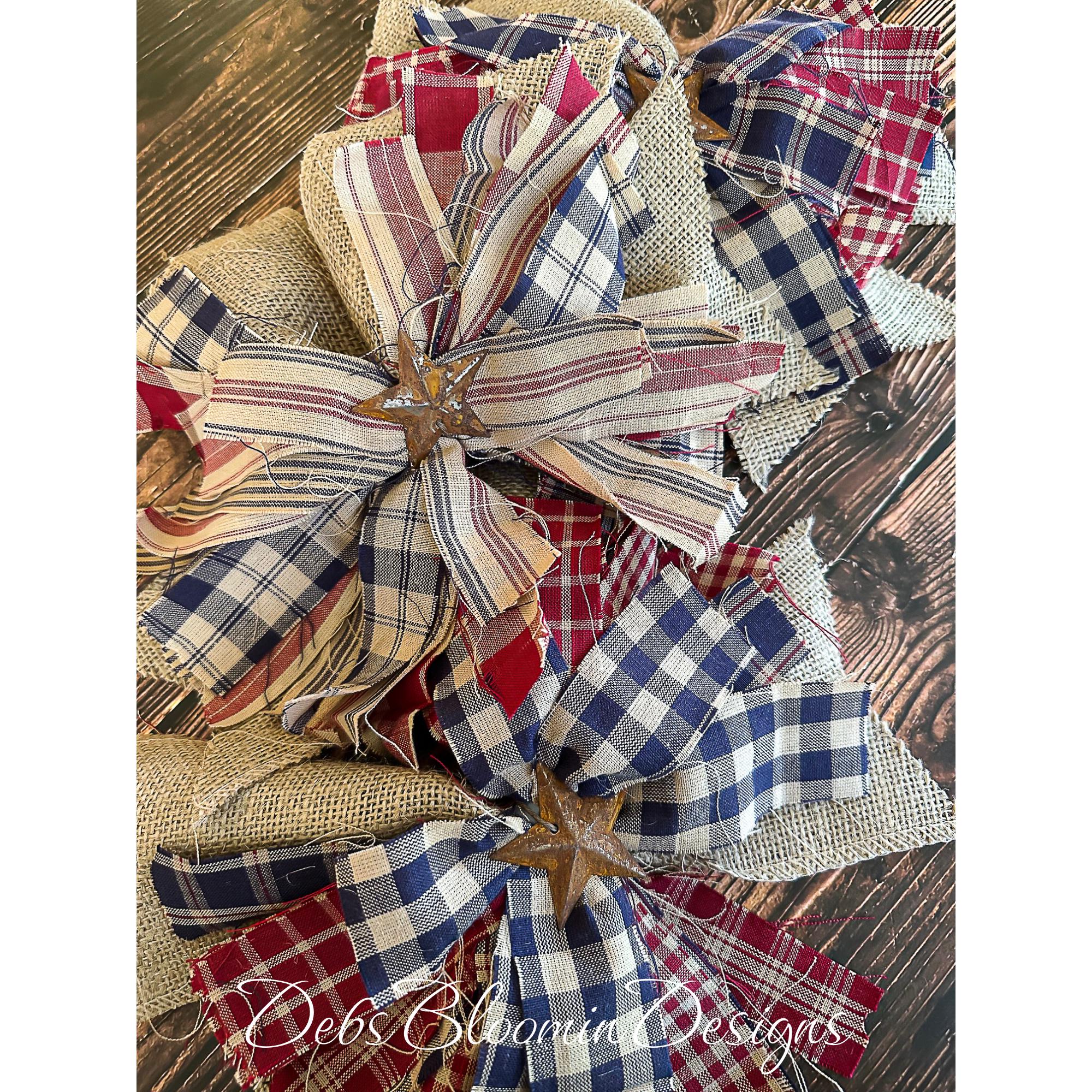 Americana Rag Bow: Rustic Burlap & Metal Star Patriotic Decor - Etsy