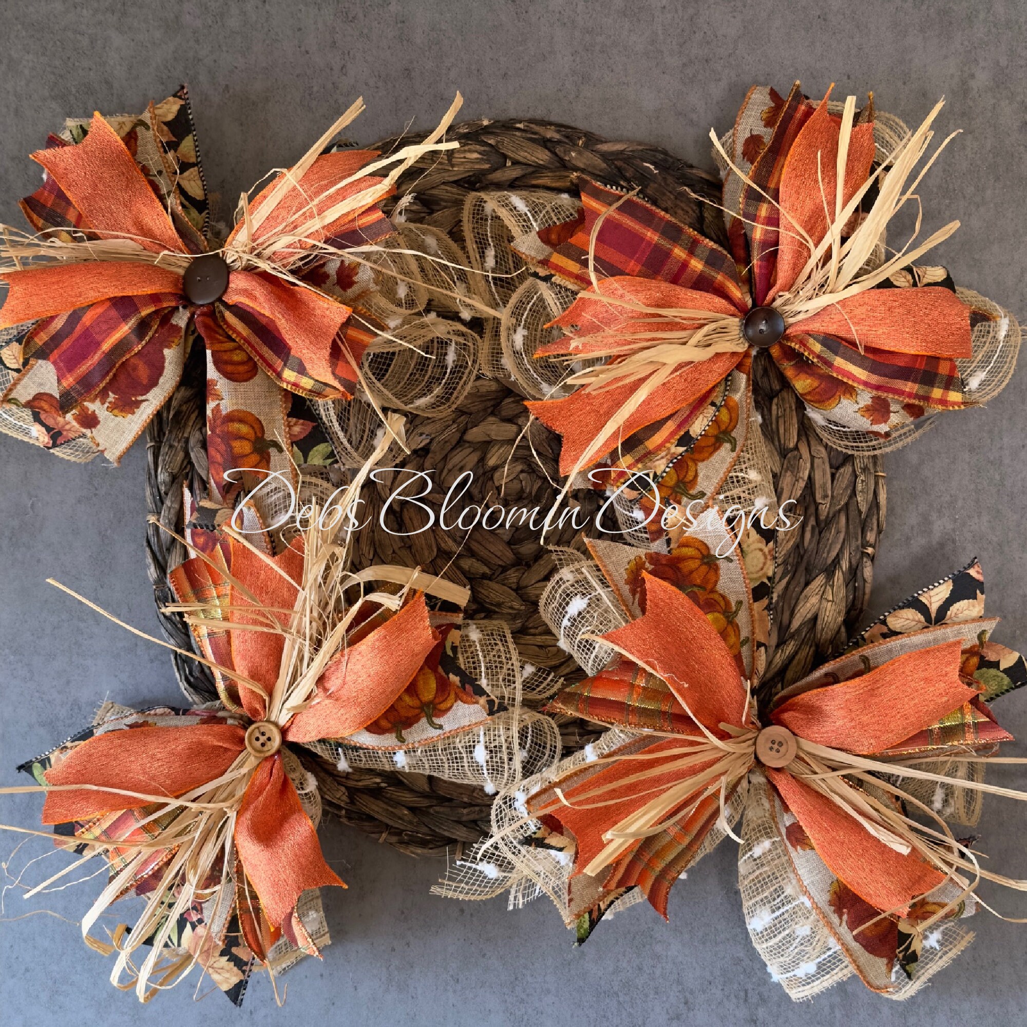 Fall Farmhouse Messy Bow for Wreath, Lantern or Swag, Rustic Seasonal ...