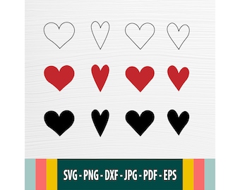 Coeur forme-svg pdf jpg AI dxf Cricut, Silhouette, téléchargement ...