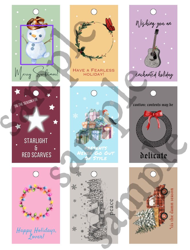 Taylor Printable Christmas Gift Tags Instant Download Swiftie Gift Tag ...