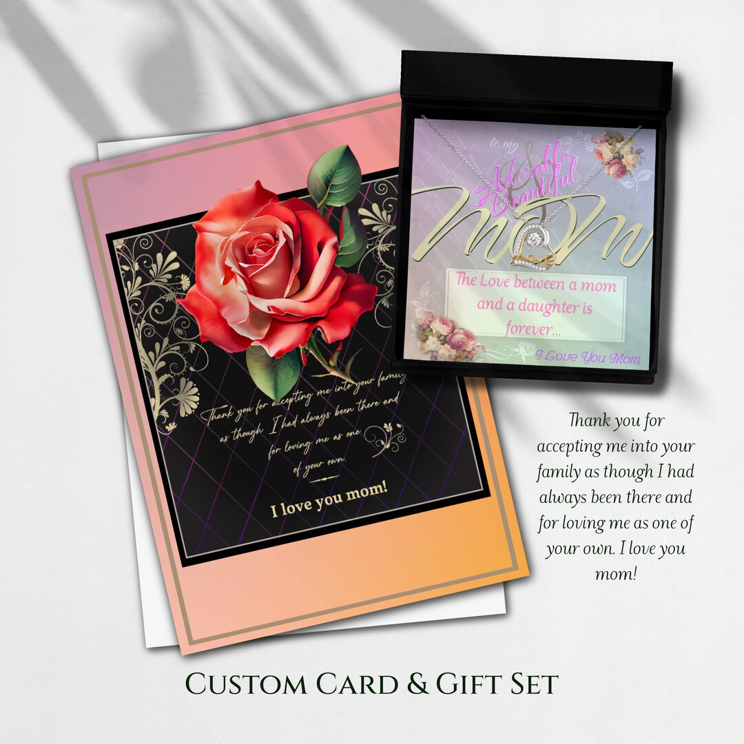 Custom Card & Gift Set to Mom Necklace Message Card Jewelry Dainty ...