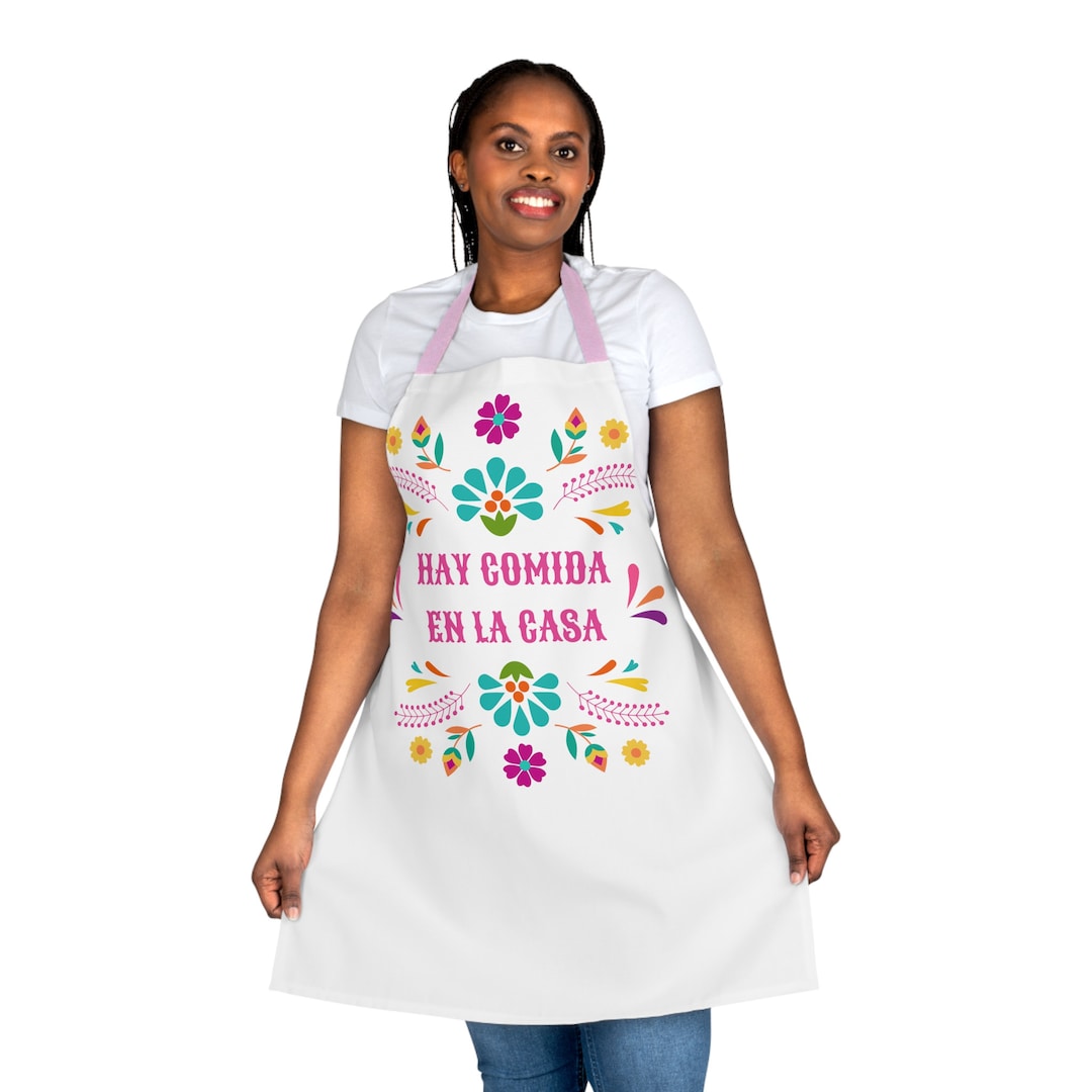 Apron (AOP) Latino Sayings, Mexican, En La Casa Hay Comida, Funny Apron ...