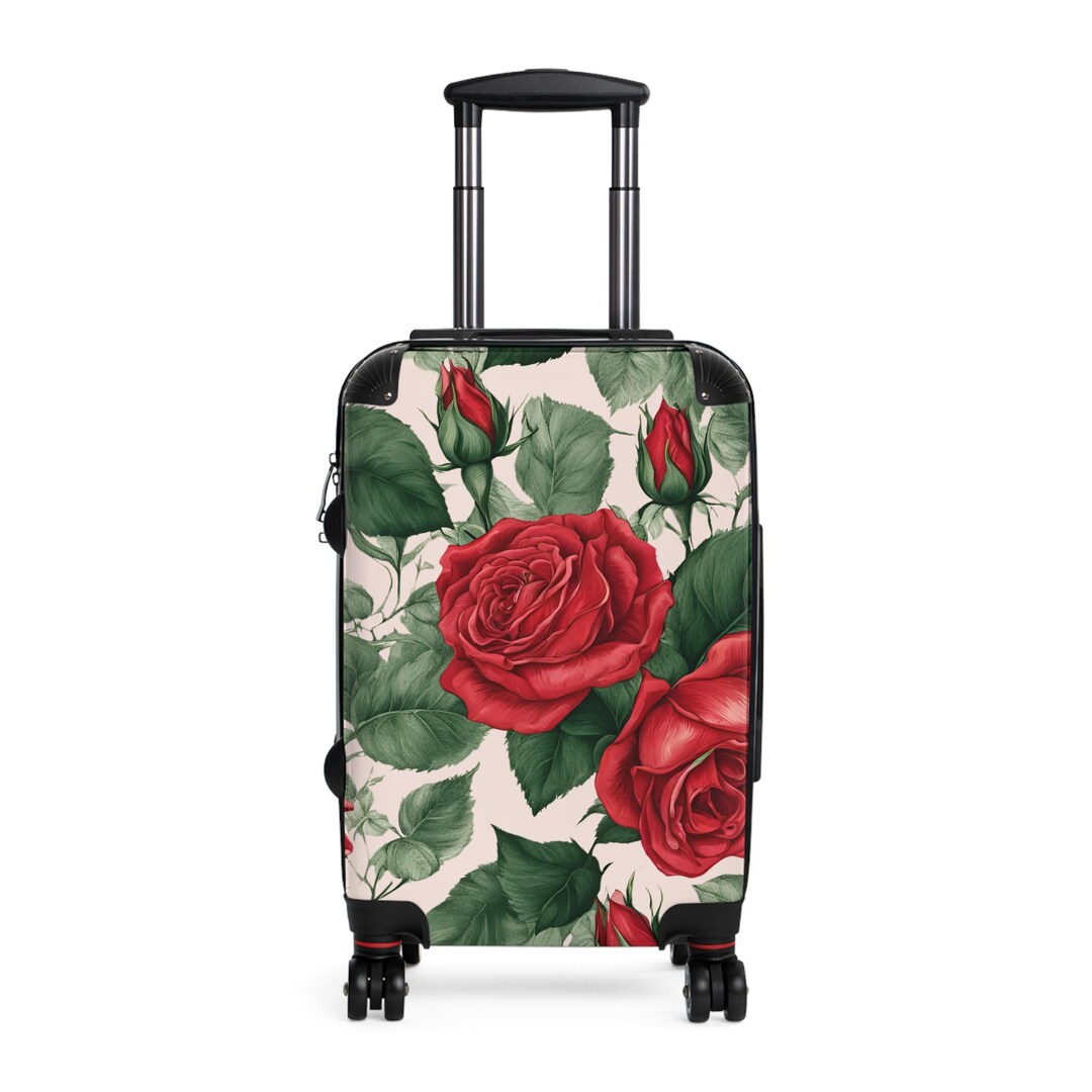 Vintagestyle Suitcase - Red Rose Toile Pattern on Blush Pink Background ...