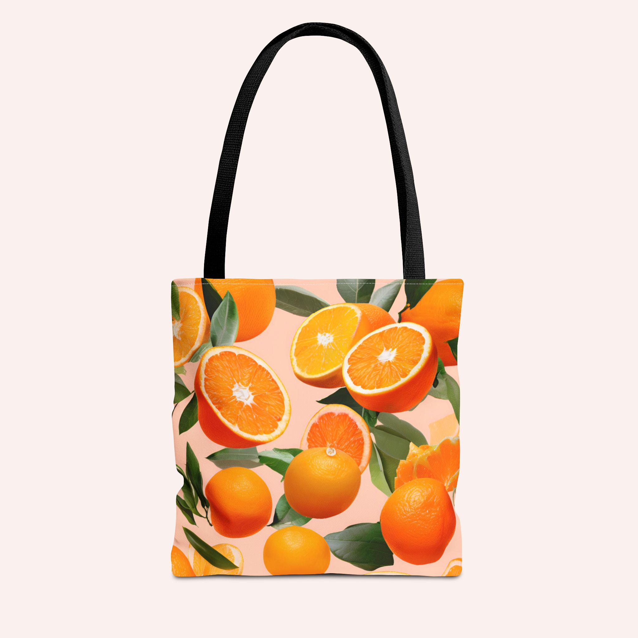 Orange Toile Tote Bag, Citrus Fruit Market Bag, Floral Grocery Bag ...