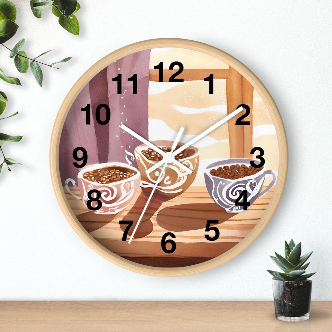 Coffee Gifted Wall Clock Rustic Decor Perfect for Coffee Lovers Cozy ...