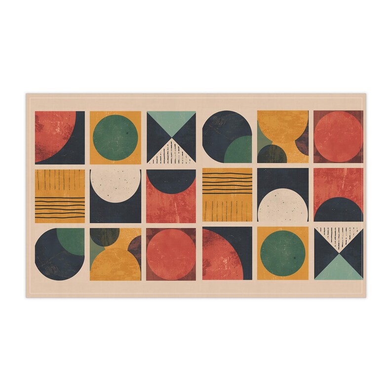 Mid Century Modern Geometric Tea Towel Retro Abstract Kitchen Decor ...