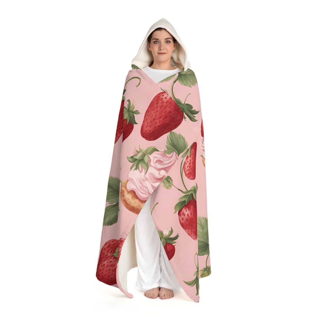 Strawberryshort Cake Hoodedblanket Sherpa Fleeceblanket ...