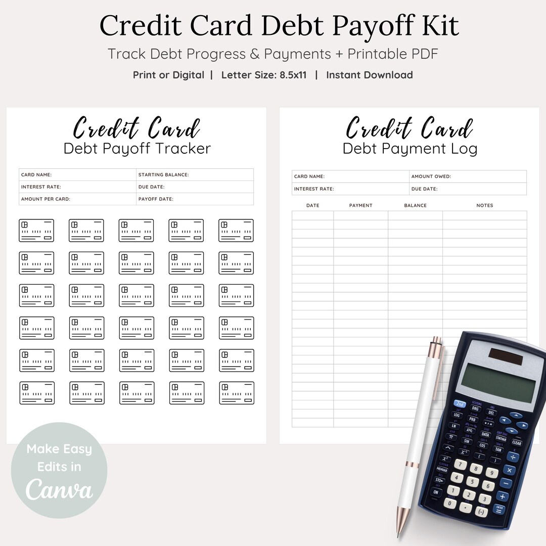 Credit Card Debt Payoff Tracker | Debt Tracker | Credit Card Payment ...