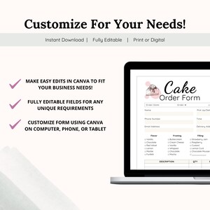 Cake Order Form Template | Printable and Editable Canva Invoice | Cake ...
