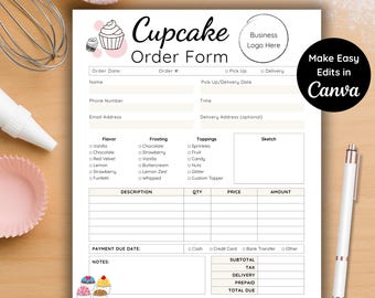 Cookie Order Form Template | Printable Order Sheet for Bakery ...