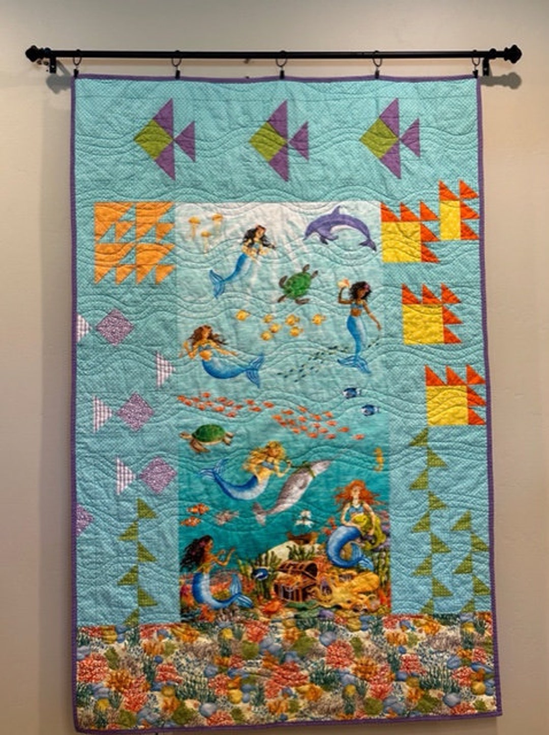 Once Upon a Mermaid Panel and Pieced Quilt - Etsy