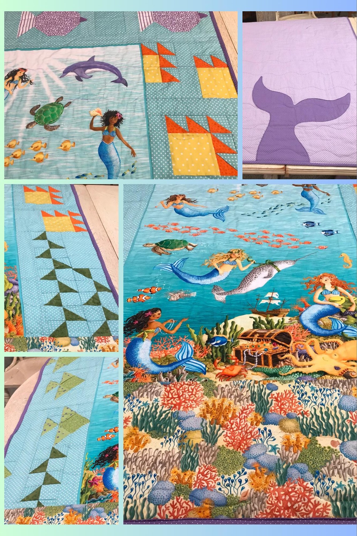 Once Upon a Mermaid Panel and Pieced Quilt - Etsy