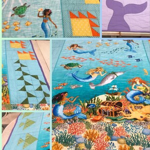 Once Upon a Mermaid Panel and Pieced Quilt - Etsy