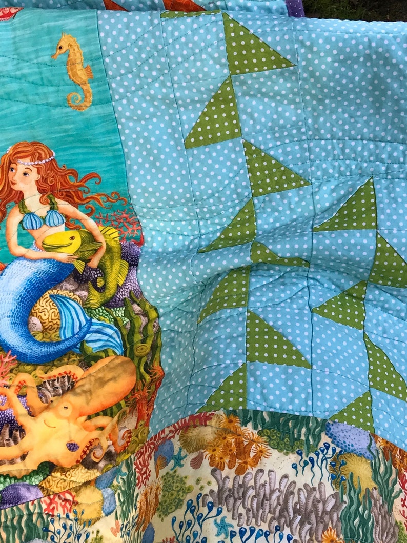 Once Upon a Mermaid Panel and Pieced Quilt - Etsy