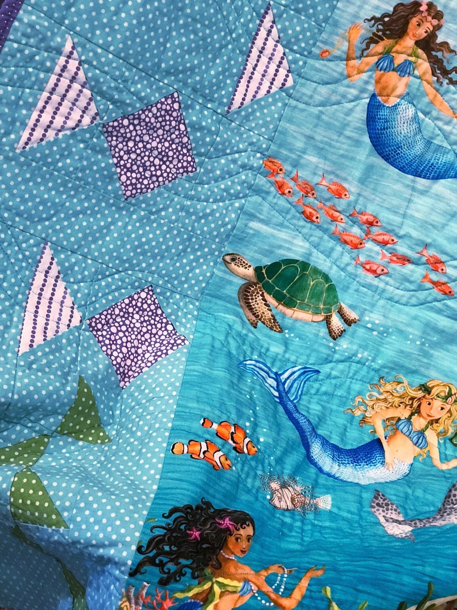 Once Upon a Mermaid Panel and Pieced Quilt - Etsy