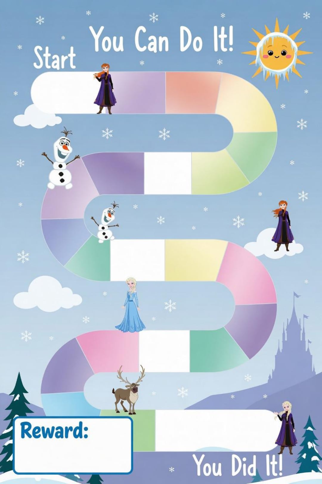Frozen Motivational Chart – Elsa Anna Olaf Behavior Reward (digital ...