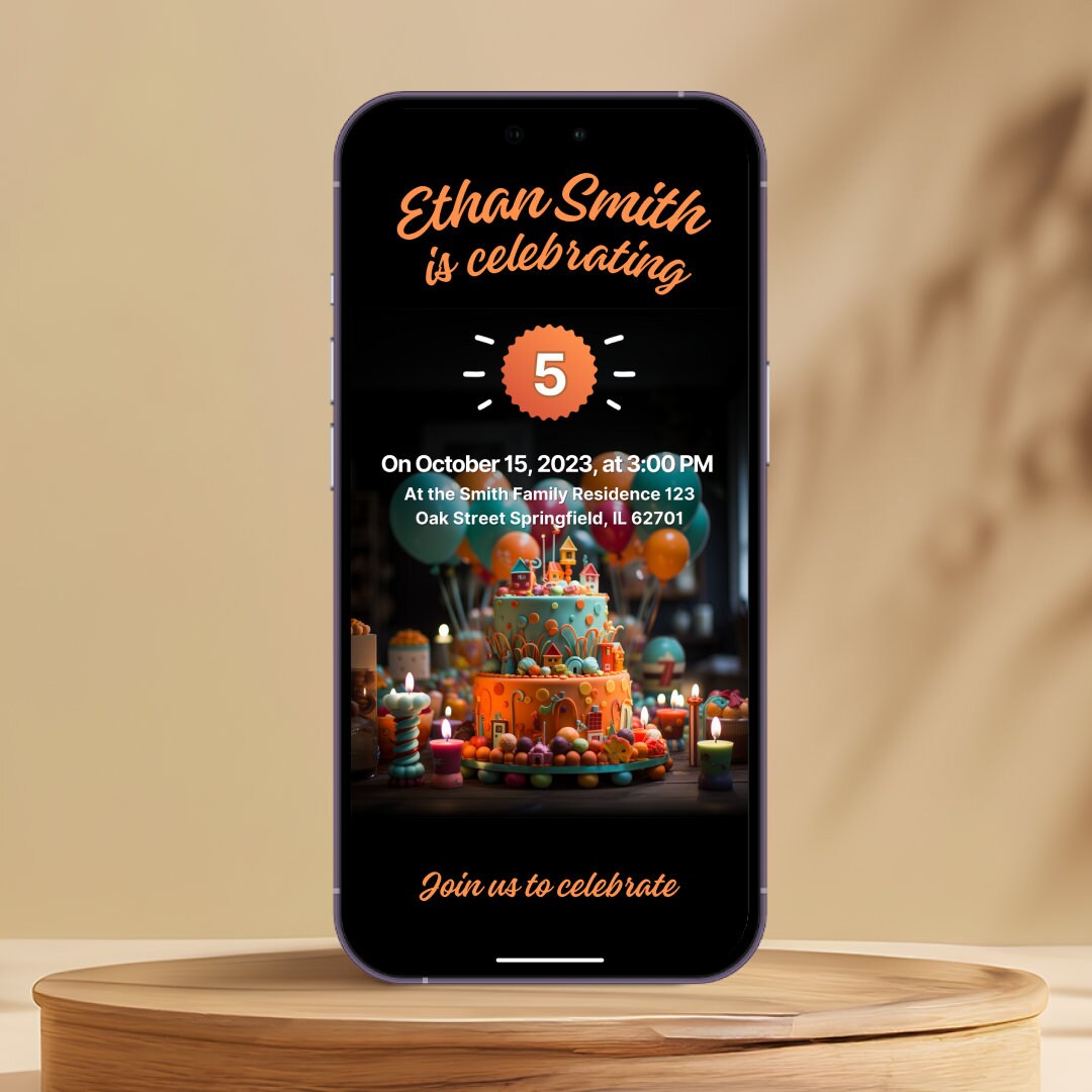 3D Pixar-style Birthday Cake & Balloons Invitations - Etsy