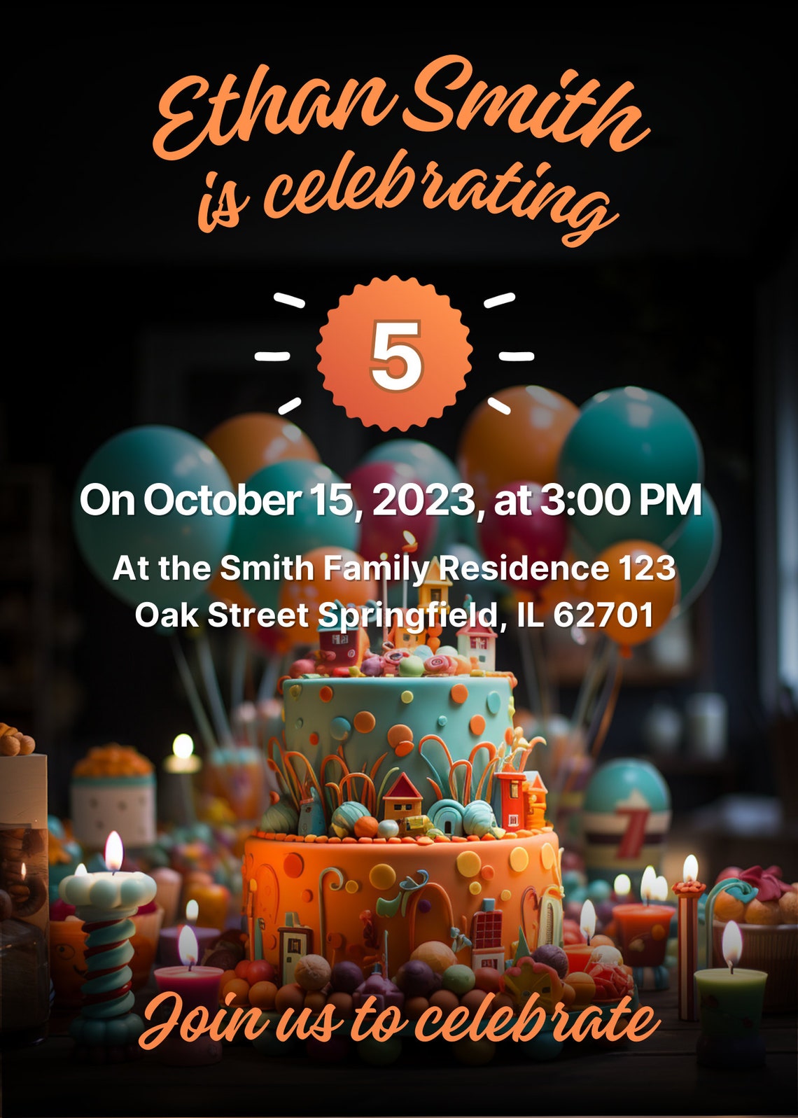 3D Pixar-style Birthday Cake & Balloons Invitations - Etsy