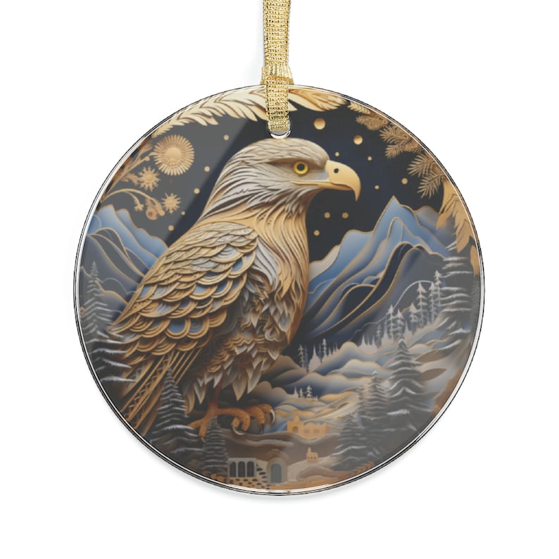 Acrylic Ornament, Winter, Golden Eagle Ornament, Holiday Decor, Tree ...