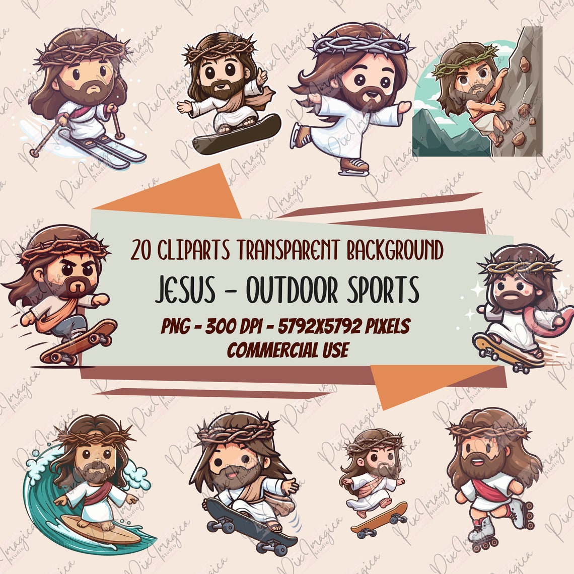 Jesus Outdoor Sports Clipart, Christian Clipart, Cute Jesus, Chibi ...