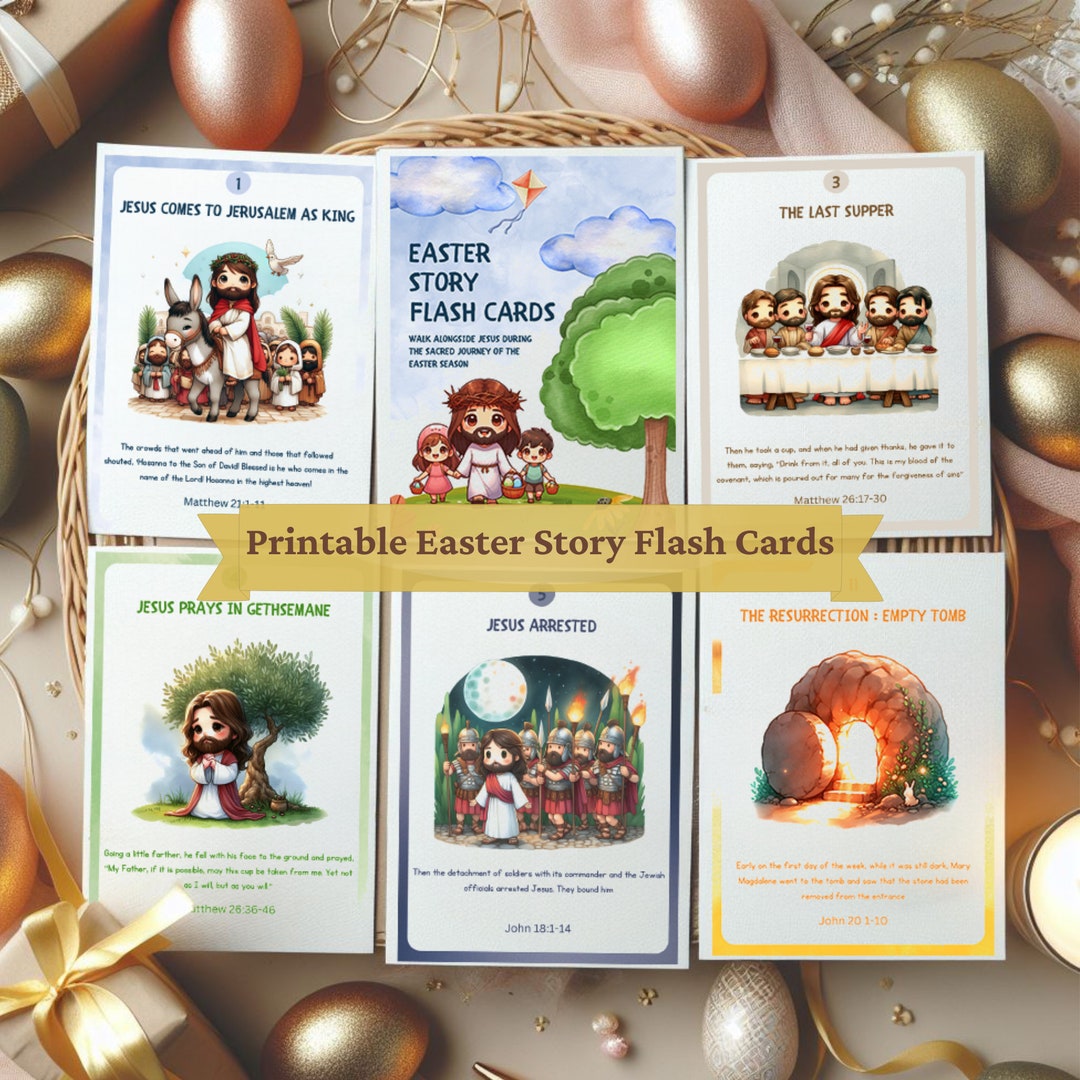 Easter Story Printable Flash Cards for Toddlers Preschool Kids ...